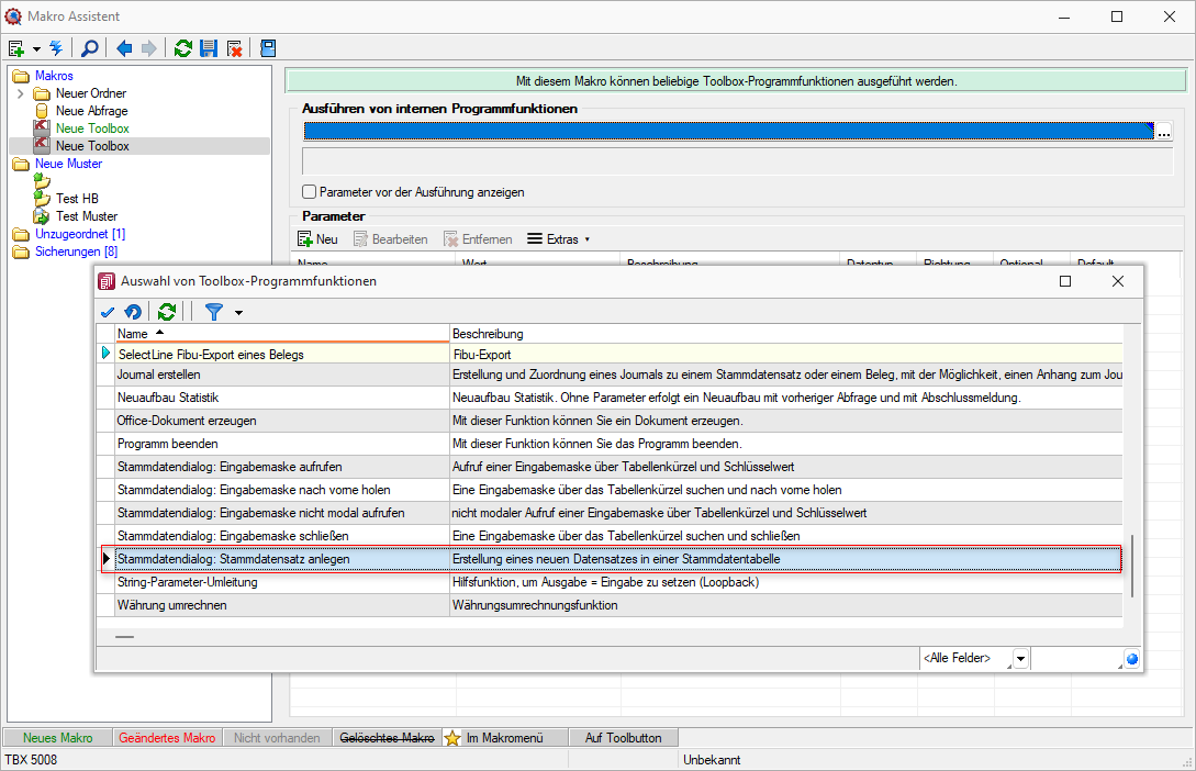 Externe Anbindung der Toolbox